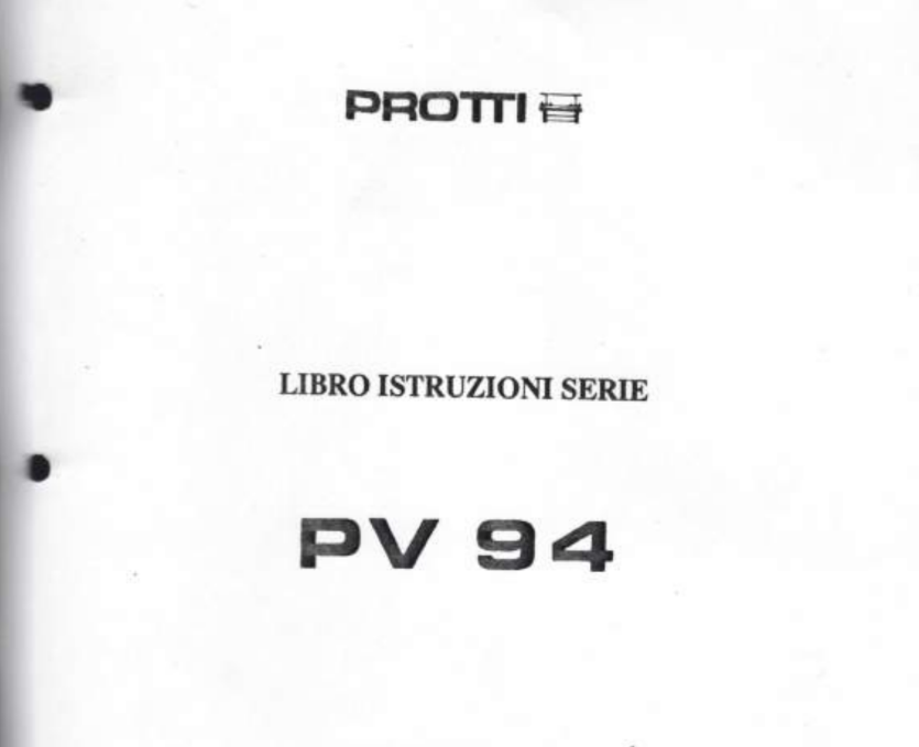 PROTTI MANUAL PV94 series 1 pdf file | Protti Argentina
